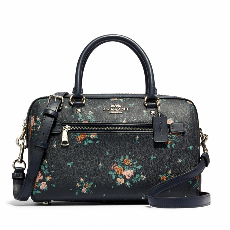 Coach Rowan Satchel Rose Bouquet Print Midnight Multi - Averand